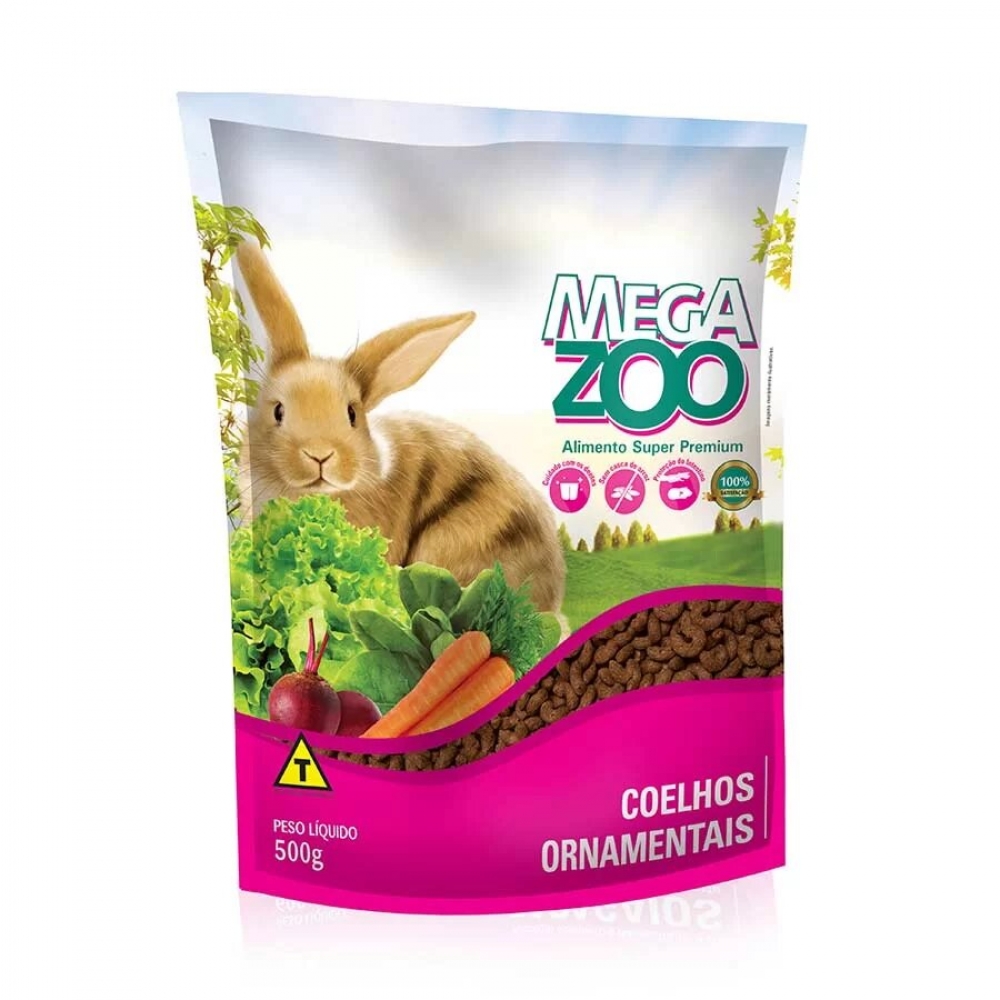 Mega Zoo Coelhos Adultos 500g - Arena Pet